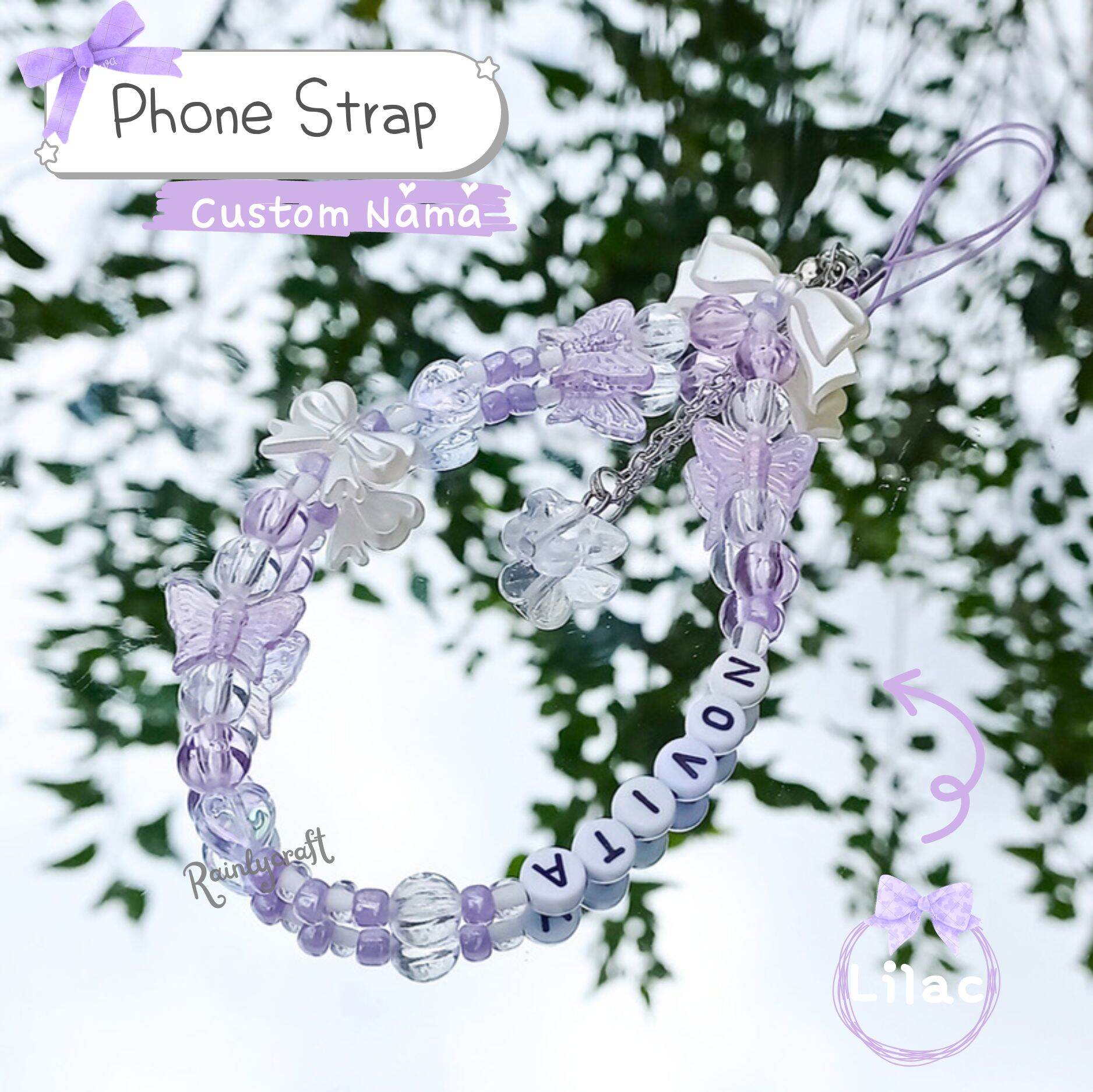 Phone Strap Custom Nama | Phone Strap lilac Series | Phone Strap ...
