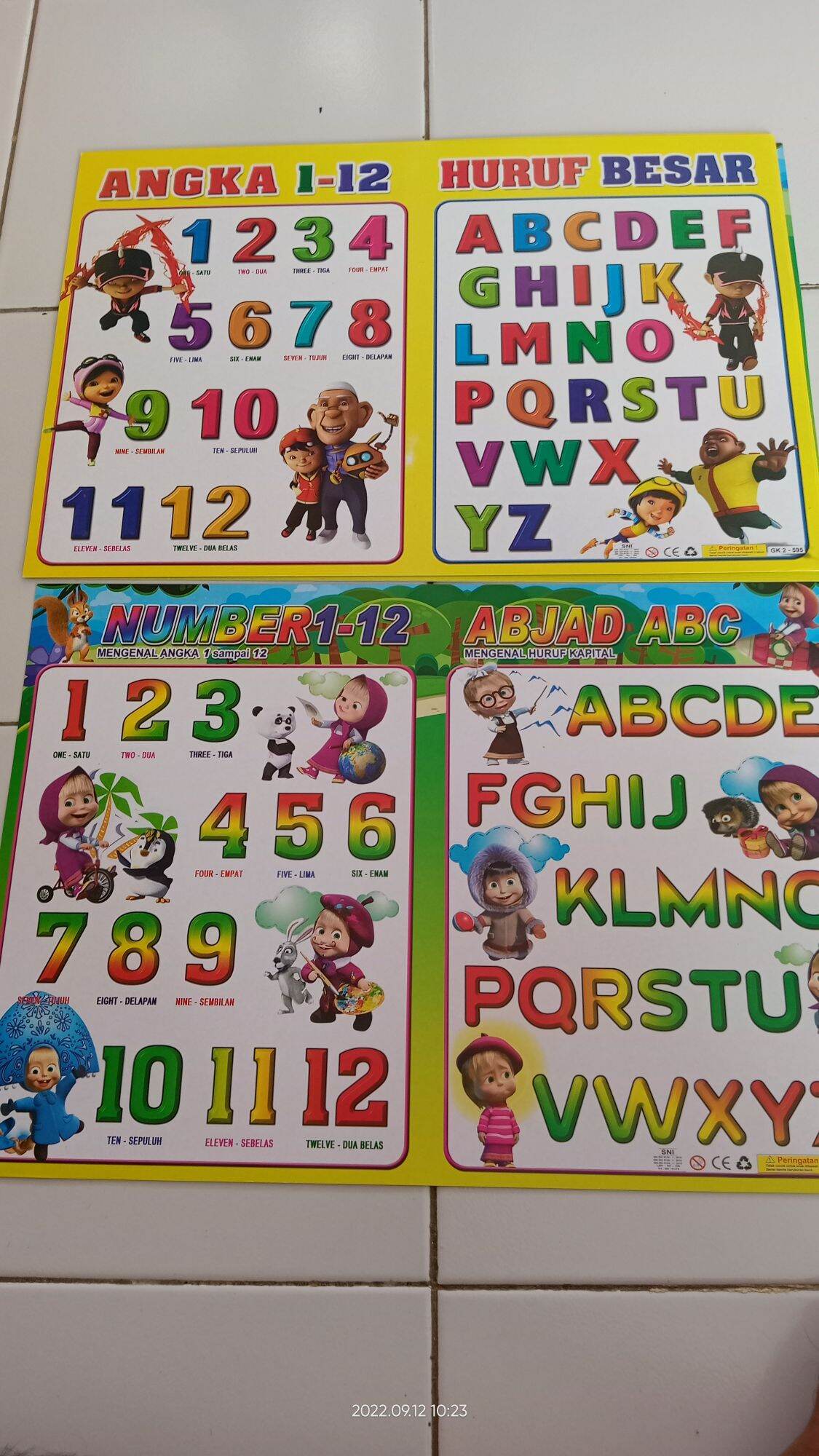 Poster Edukasi Anak Belajar Mengenal Angka Dan Huruf Objek | Lazada Indonesia