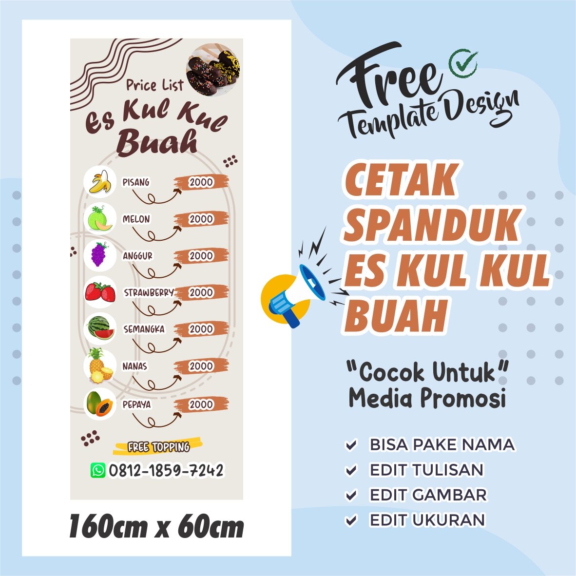 Banner Spanduk ES KUL KUL 160 X 60 cm BISA DI EDIT V4 | Lazada Indonesia