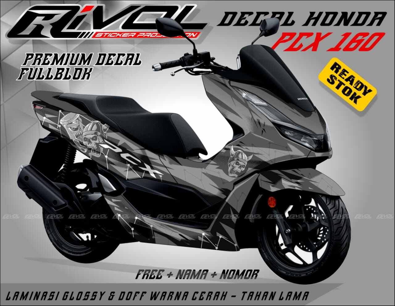 sticker variasi decal full body Honda PCX 160 abu-abu | Lazada Indonesia