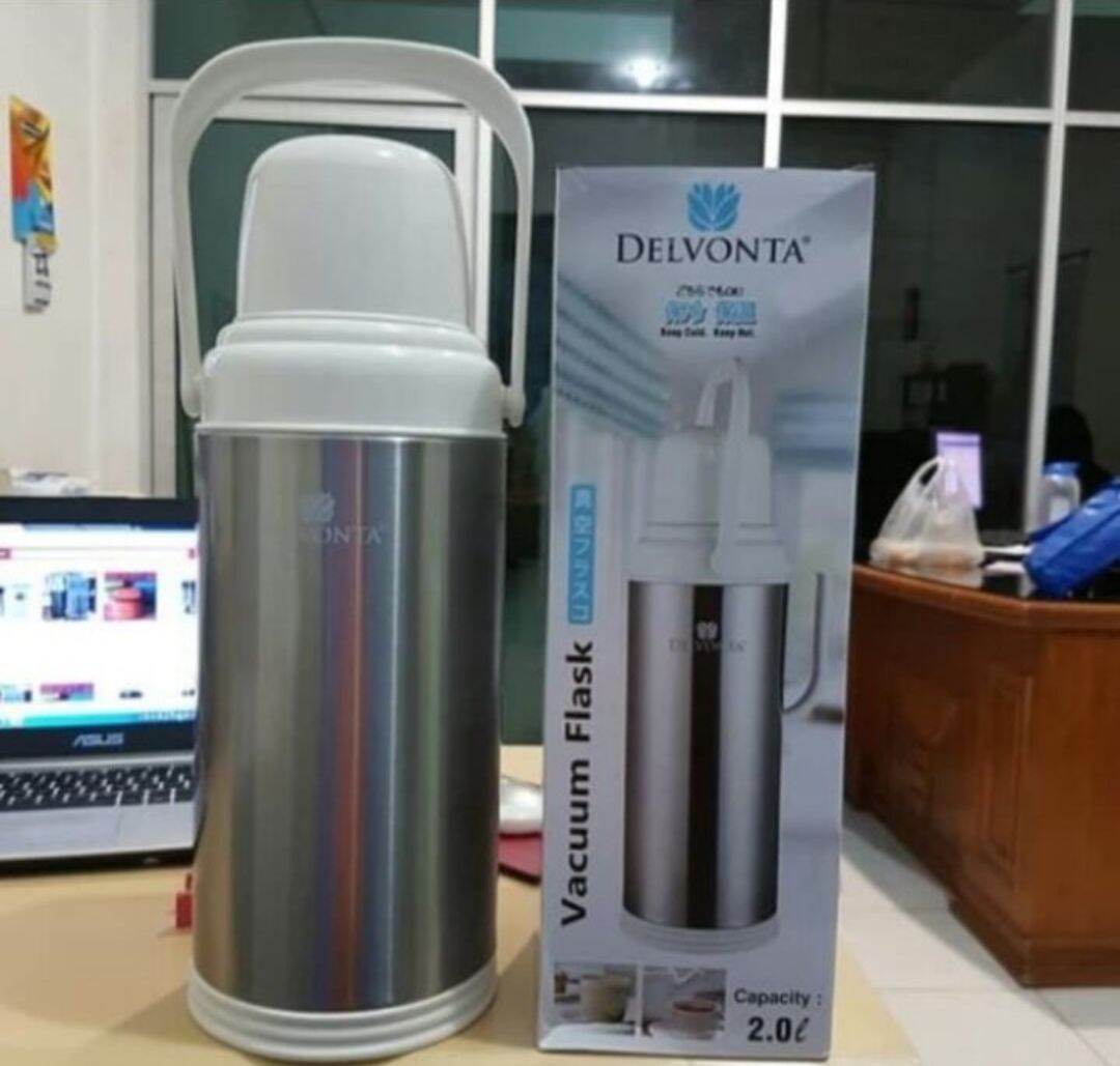 termos delvonta vacuum flask 2liter ORIGINAL tahan panas hingga 24 jam / thermos air panas ...