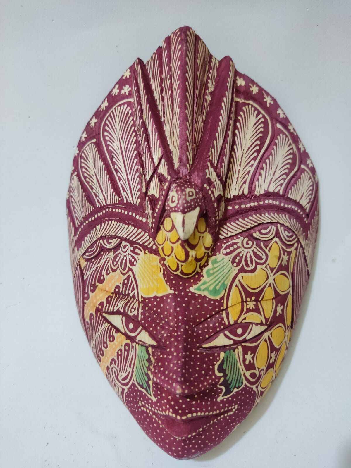topeng batik kayu merak hiasan dinding rumah ukuran L | Lazada Indonesia