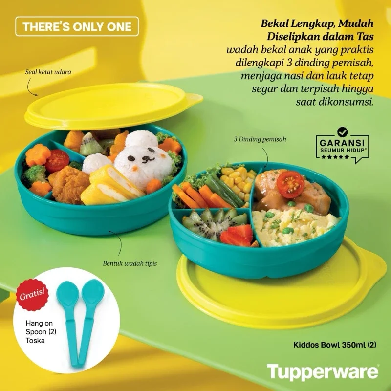 Tupperware tempat makan bersekat UK 350ml+sendok ori | Lazada Indonesia