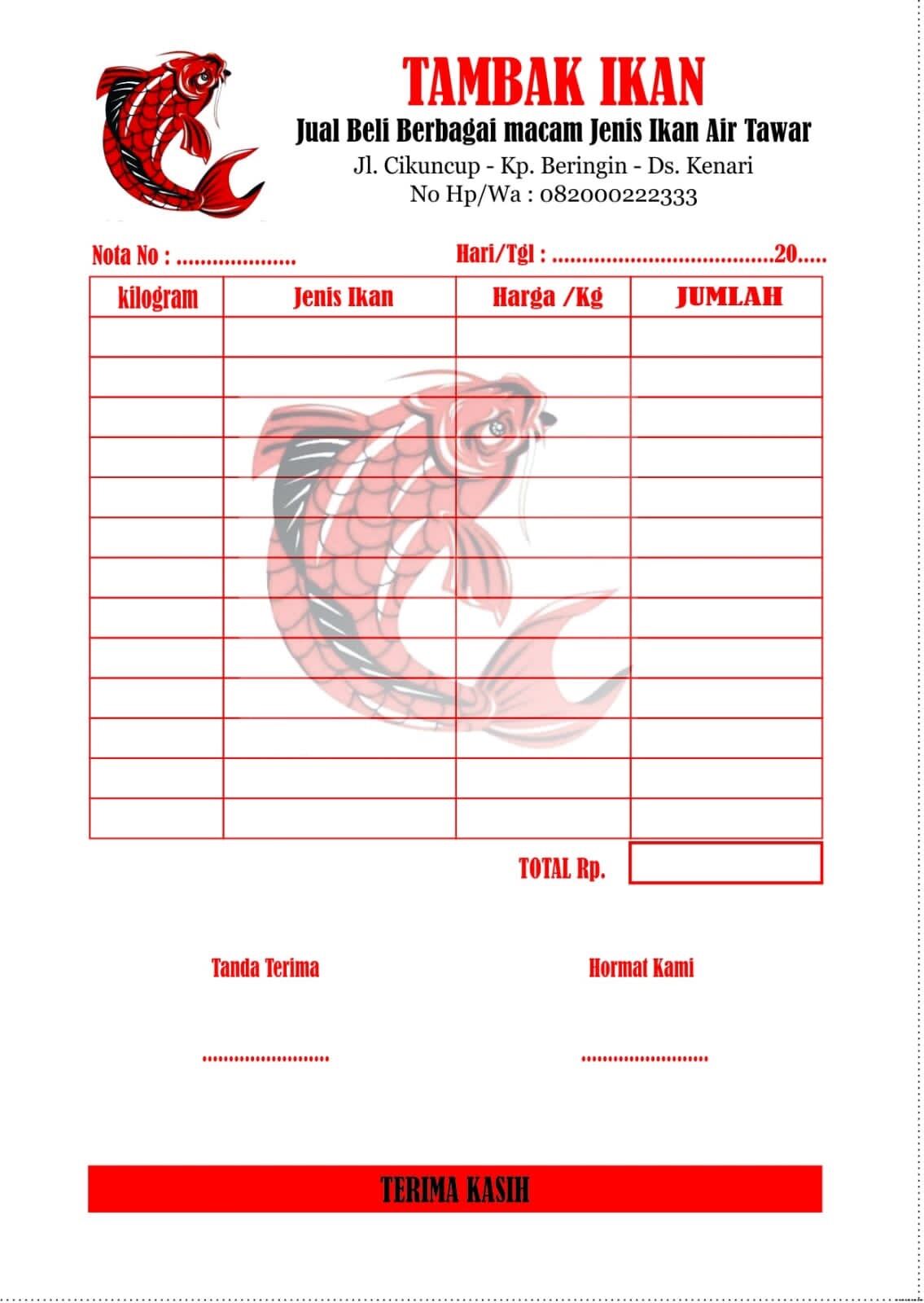 Nota Custom 1play & 2play, bon, nota caffe, nota loundry, nota olshop ...