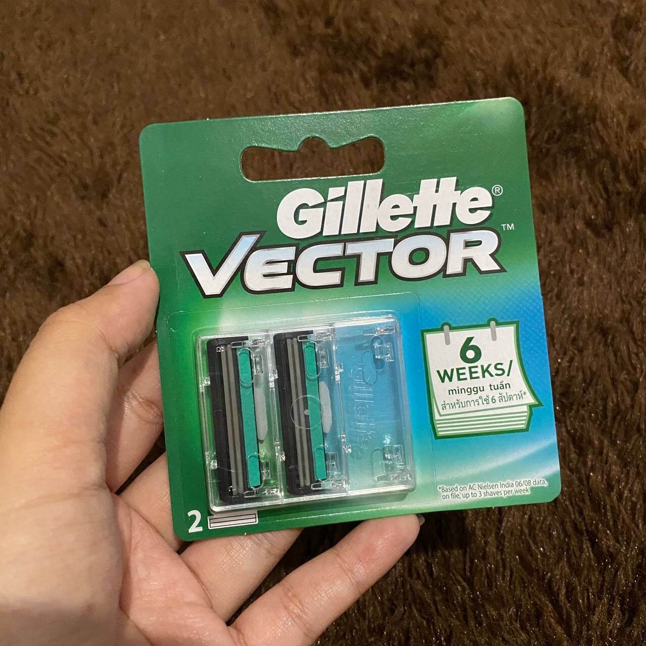 Gillette Vector Refill 2 4 Isi Ulang Pisau Cukur Gillete Hijau Original ...