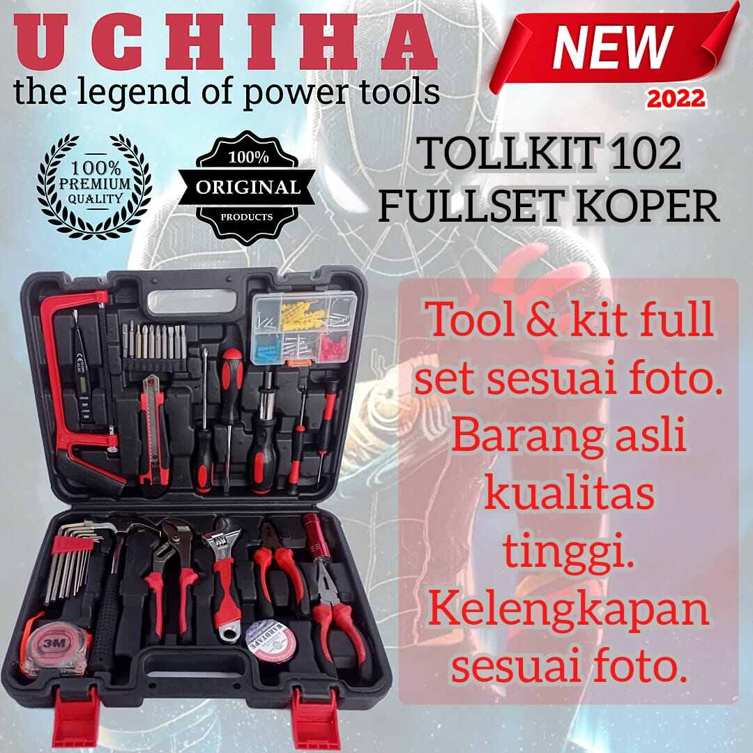 toolkit toolset toolbox uchiha 102 full set tang palu kunci L obeng ...