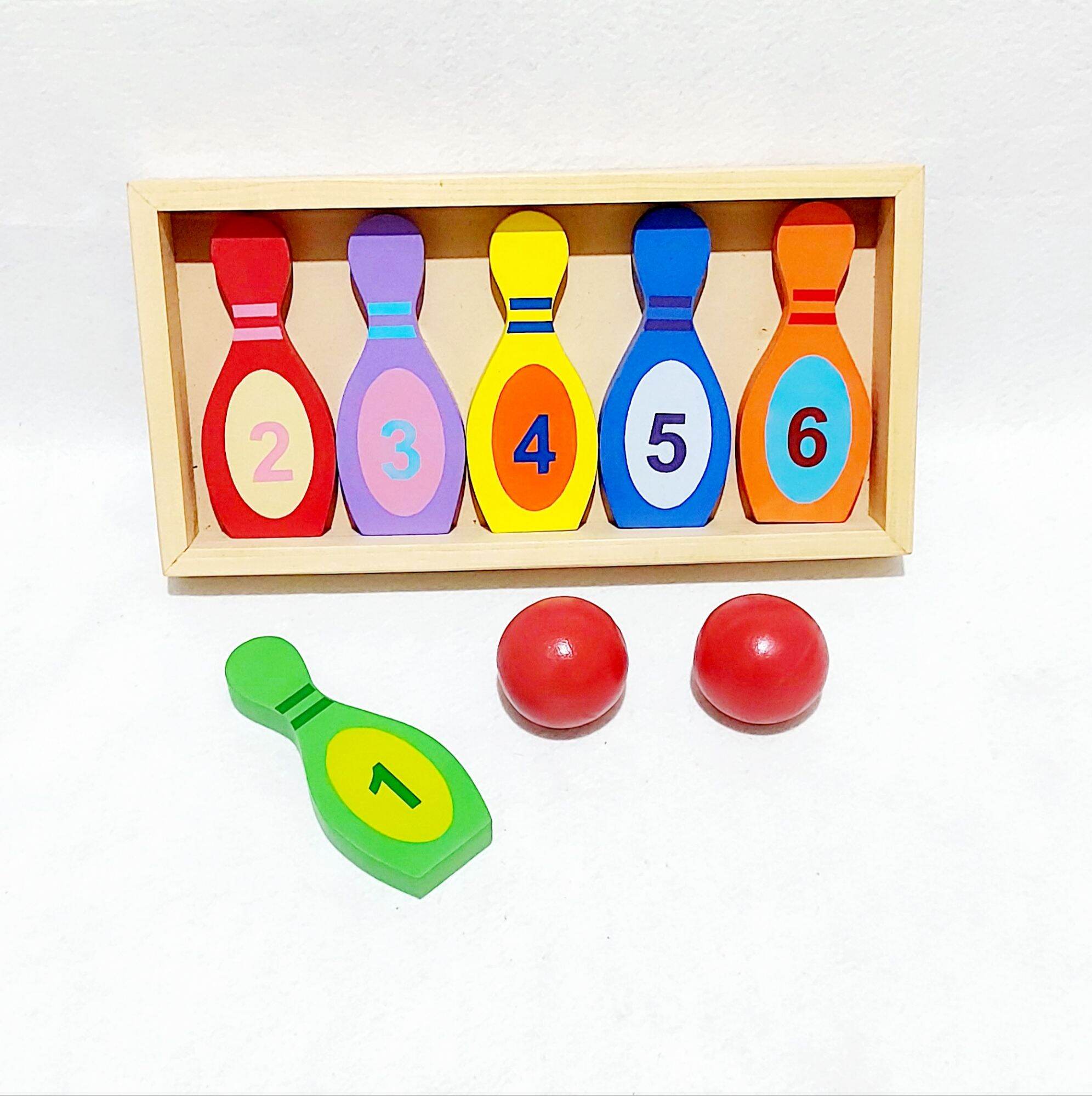 Mainan Edukasi kayu Bowling kayu edukatif anak motorik kognitif ...