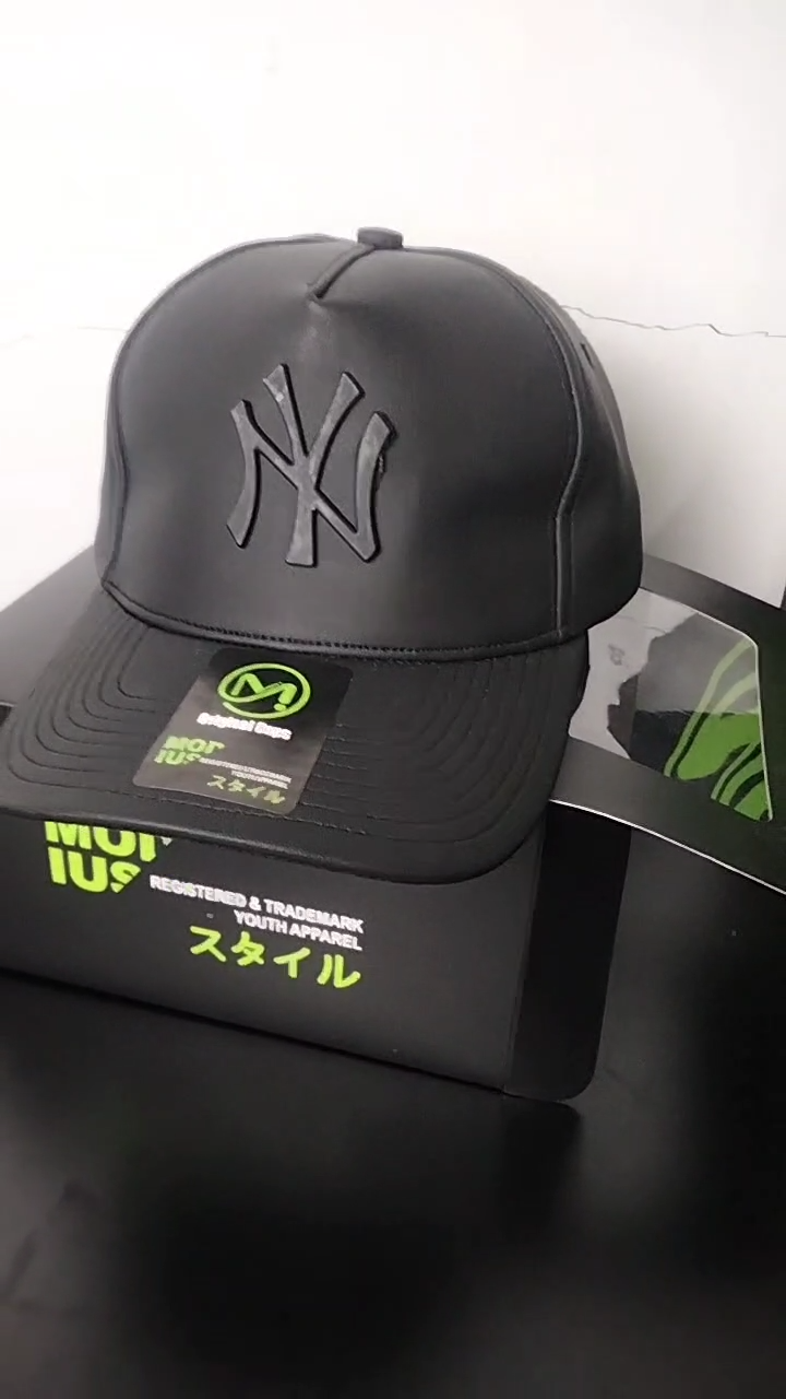 Topi Kulit Sintetis Hitam Premium Pin NY - Topi Pria Dewasa Keren ...