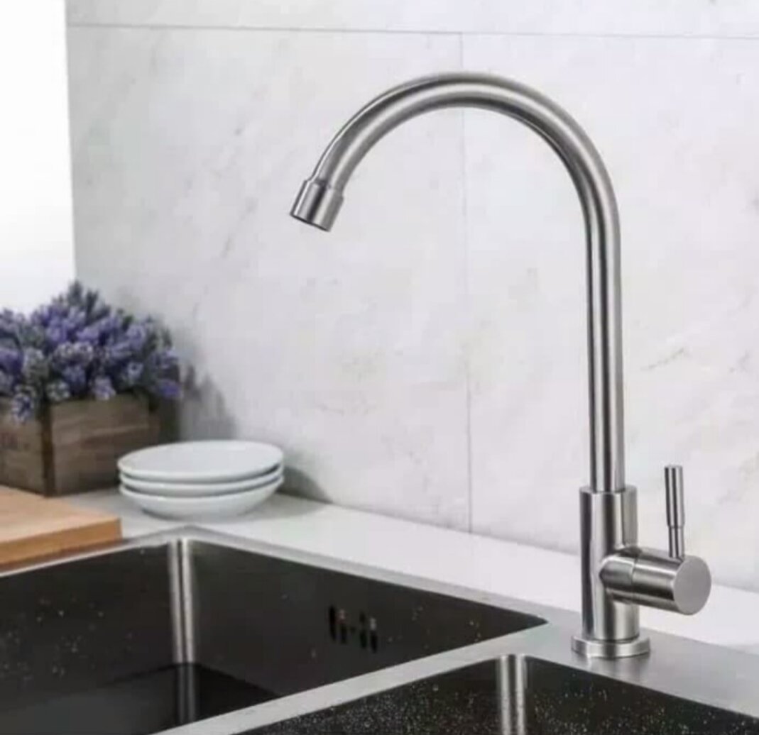 Kran pipa angsa stainless steel / Kran dapur kitchen sink / Keran meja ...