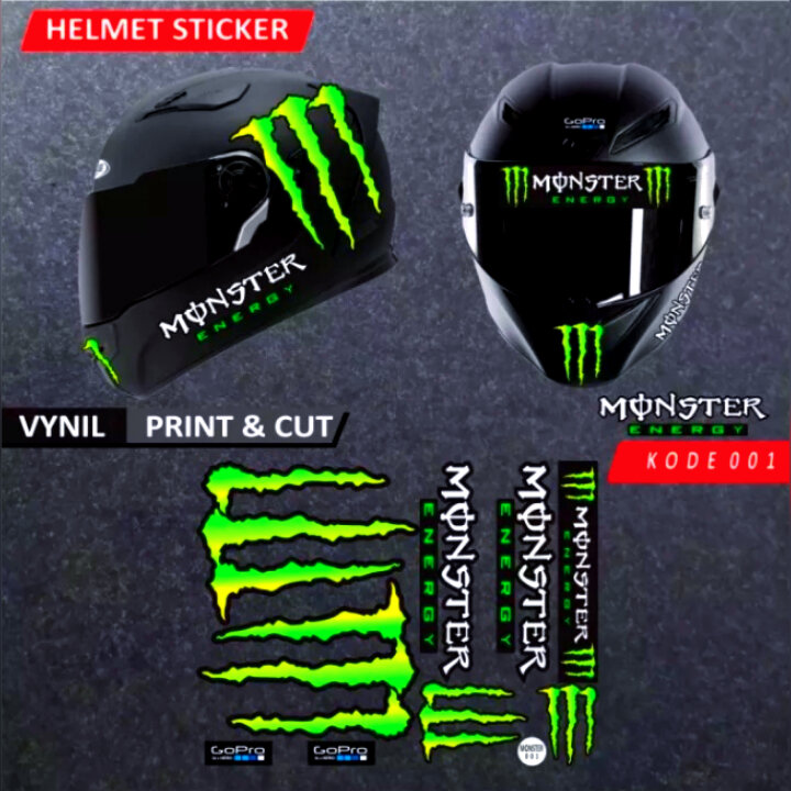 STIKER HELM FULL FACE/VARIASI HELM MONSTER ENERGY | Lazada Indonesia