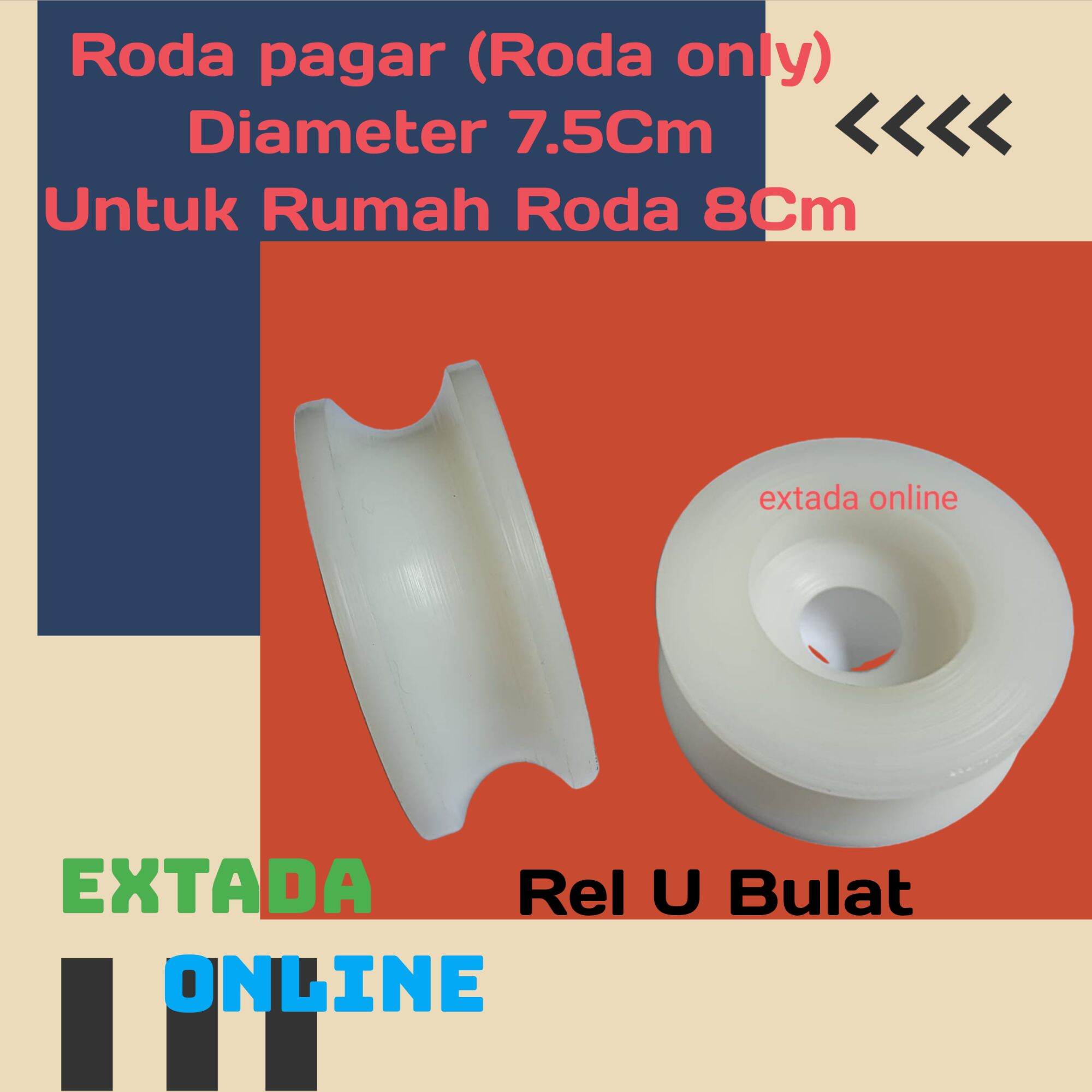 Roda pagar Nilon diameter 7.5 cm Tampa casing /rumah roda 8 cm dan ...