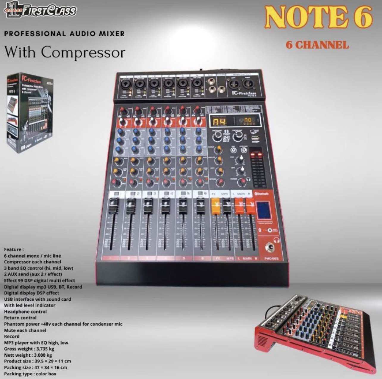 MIXER AUDIO FRISTCLASS NOTE6 MIXER 6 CHANNEL BLUETOOTH WITH COMPRESSOR ORIGINAL NOTE 6 | Lazada ...