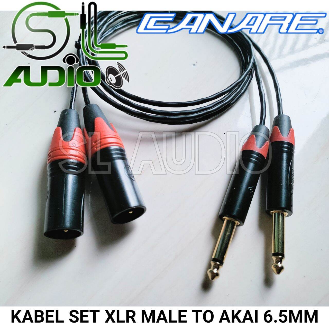 Kabel Set Audio Akai 6.5mm Mono To Canon Xlr male 3 pin canare kecil ...