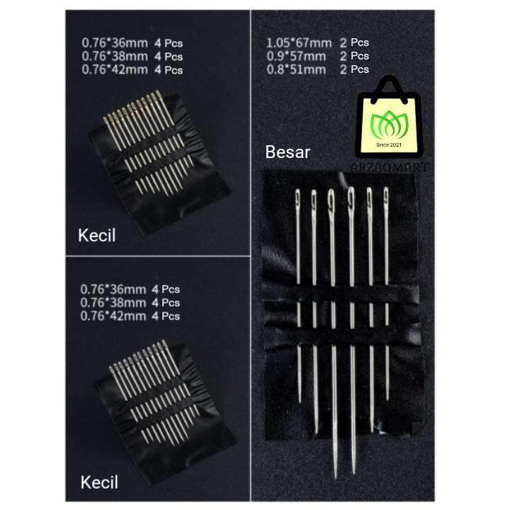 SATU SET 30/12 PCS JARUM JAHIT TANGAN RUMAH TANGGA LUBANG SAMPING (LS ...