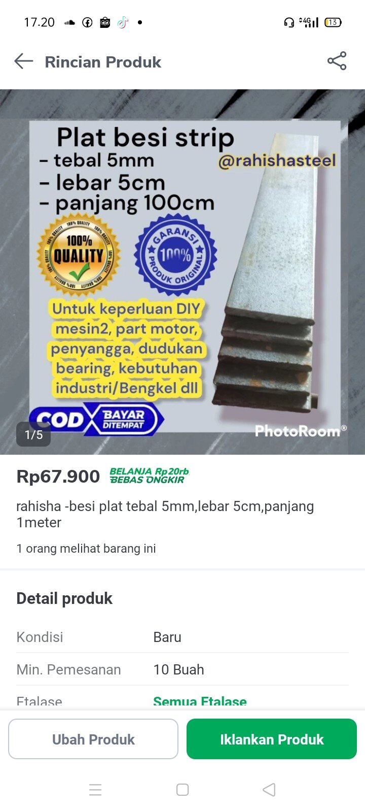 besi plat Strip 5×5×100 lebar 5cm tebal 5mm panjang 100cm | Lazada ...