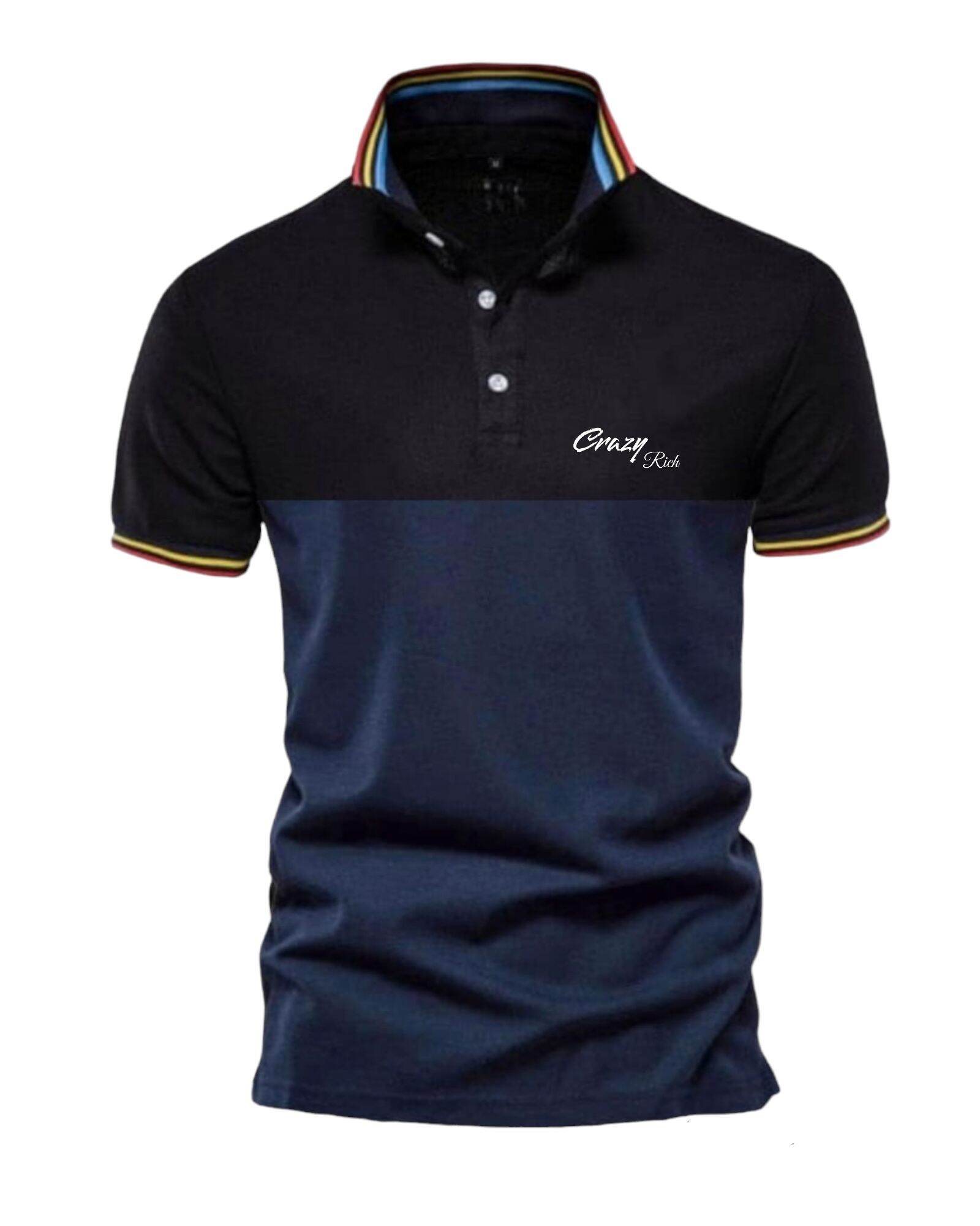 kaos kerah polo shirt pria kombinasi 2 warna sablon crazy rich | Lazada ...