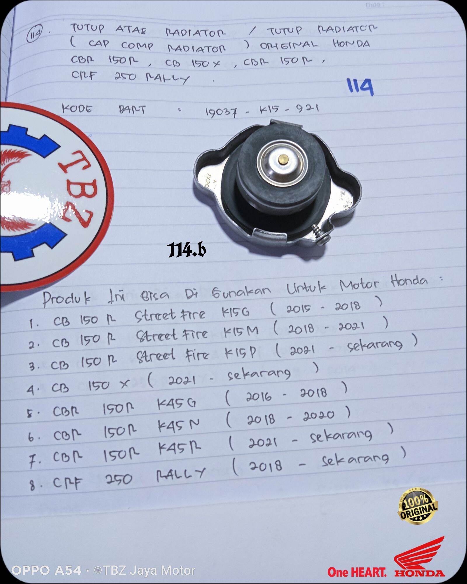 tutup atas radiator original honda cbr p150r, cb 150x, cb 150r, crf 250 ...