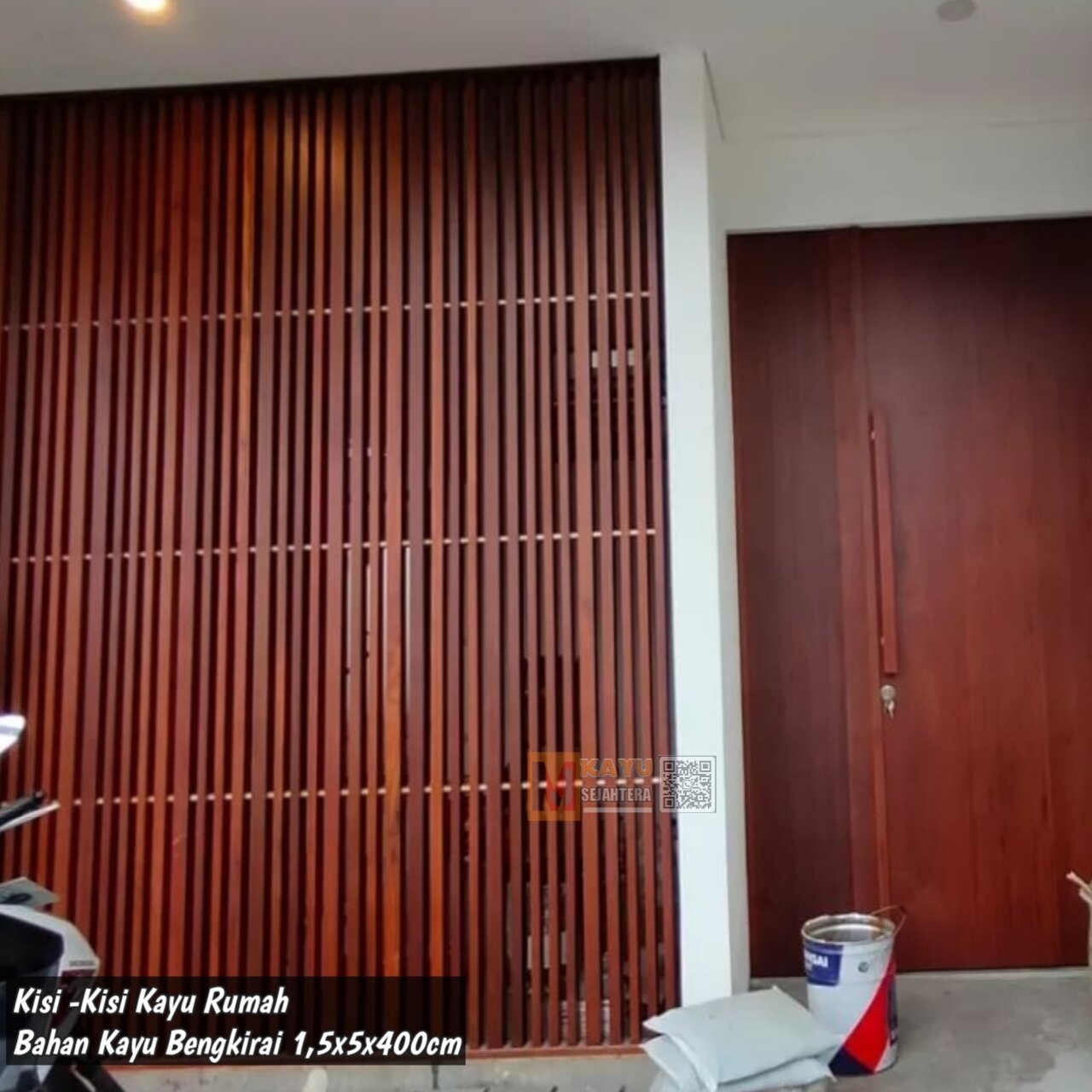 Kayu Stik Pembatas Ruangan Decking Bengkirai Halus Oven Pabrik 1,5 x 5 ...