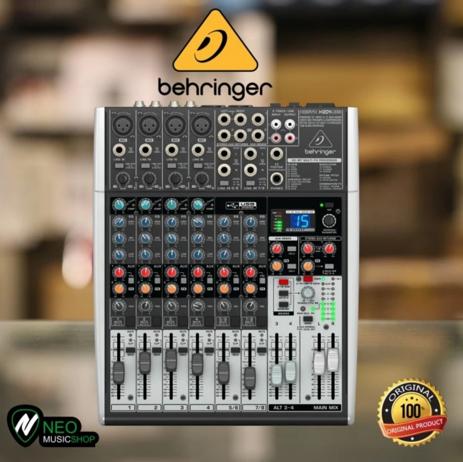Behringer X1204USB 12-input 2/2-bus mixer with USB/audio interface ...