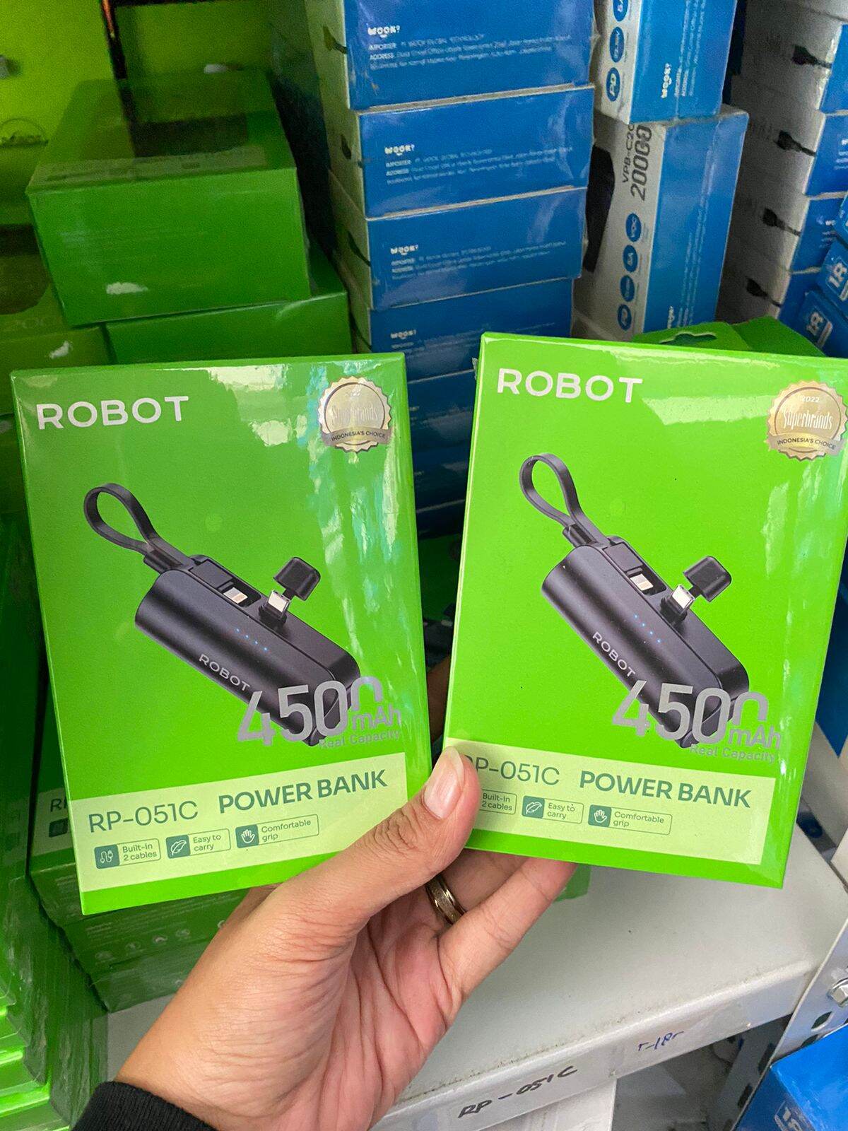 RP-051C powerbank mini ROBOT 4500mAh port Lightning+type-c travel size | Lazada Indonesia
