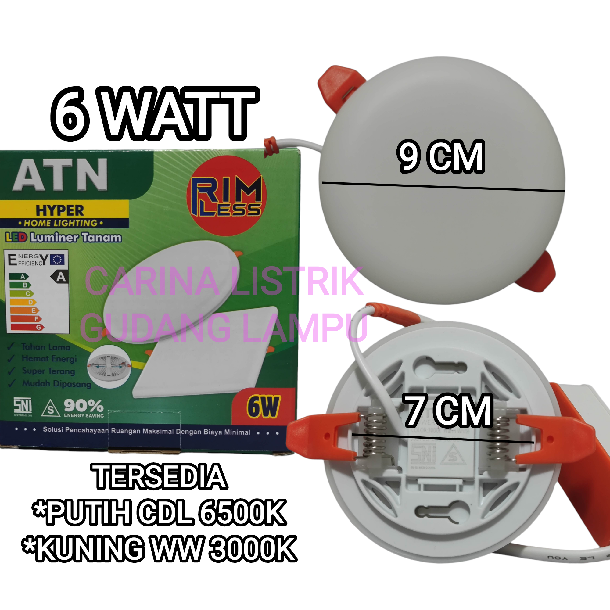 ATN PANEL LED 6W 6 WATT IB BULAT INBOW IN BOW TANAM PLAFON | Lazada ...