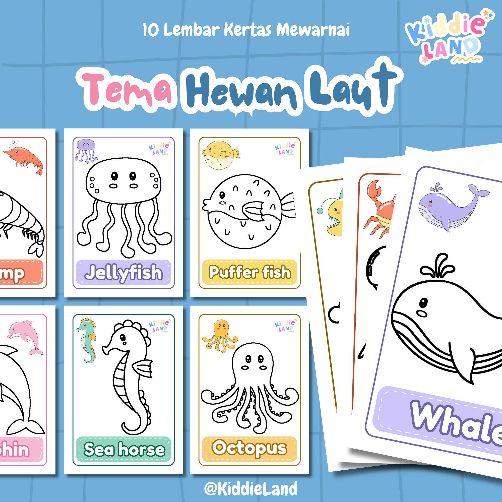 KIDDIE LAND Worksheet lembar kerja kertas mewarnai gambar belajar ...