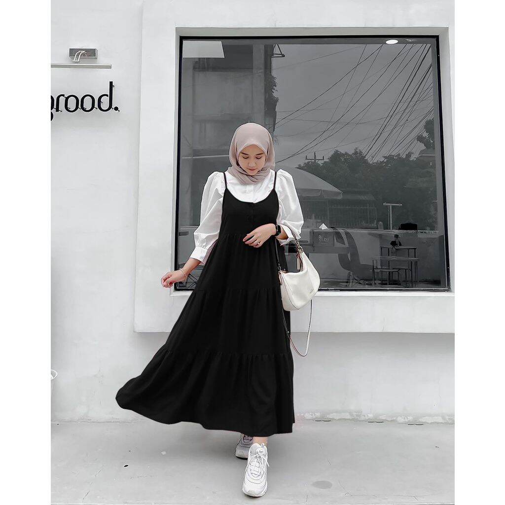 Miami Overall l Overal Set 2in1 Baju Muslim Remaja Wanita OOTD Korean ...