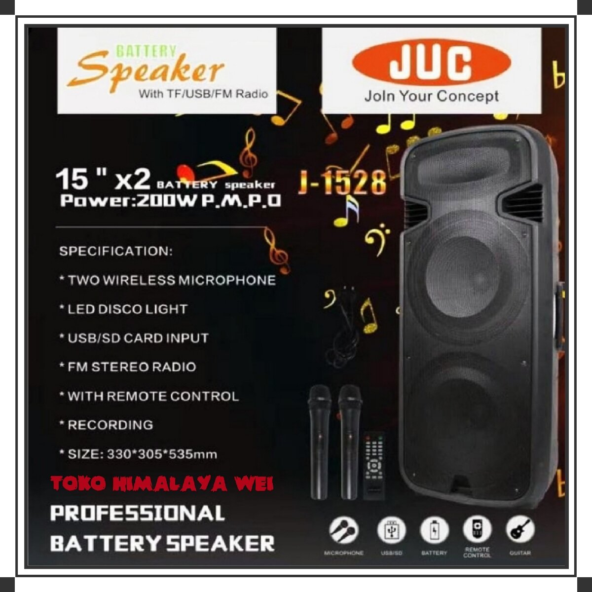 15 X 2 Speaker 200 Watt Bluetooth Connection Juc J-1528A | Lazada Indonesia