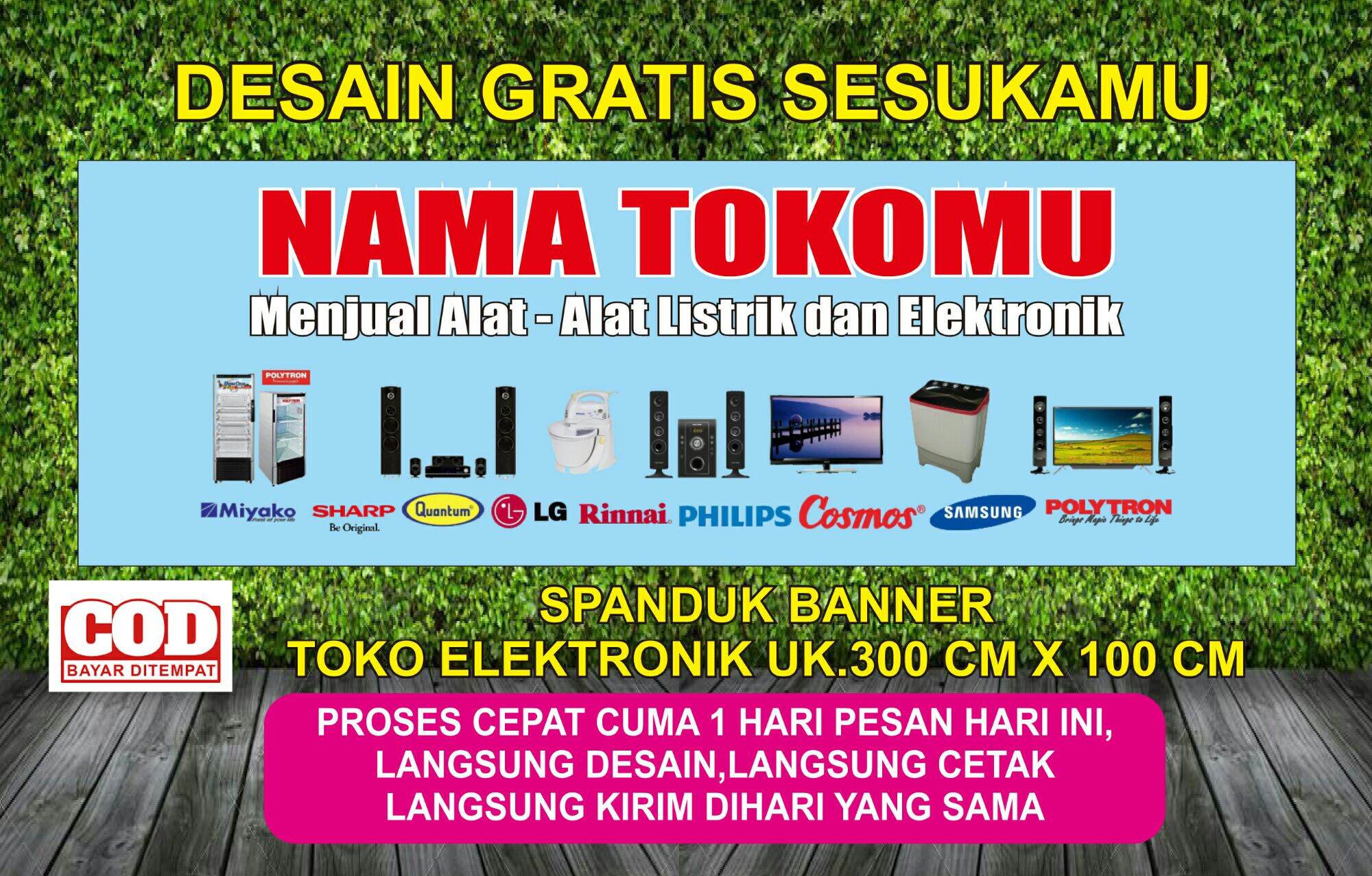Spanduk Banner Murah Toko Eletronik UK.300CMX100CM | Lazada Indonesia