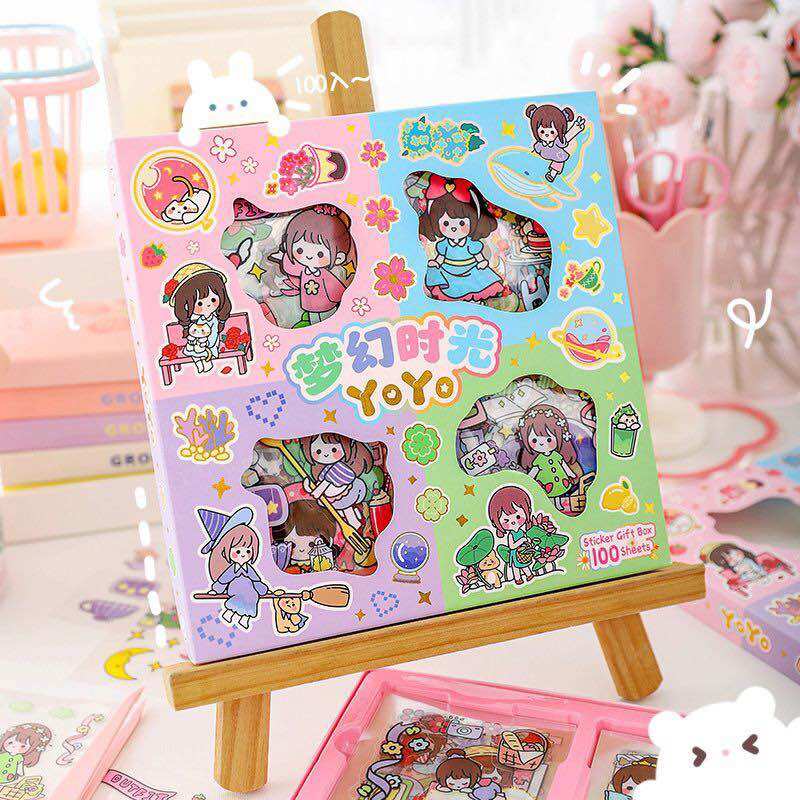 Stiker korea YOYO mix 1box isi 100 mix 4 warna | Lazada Indonesia