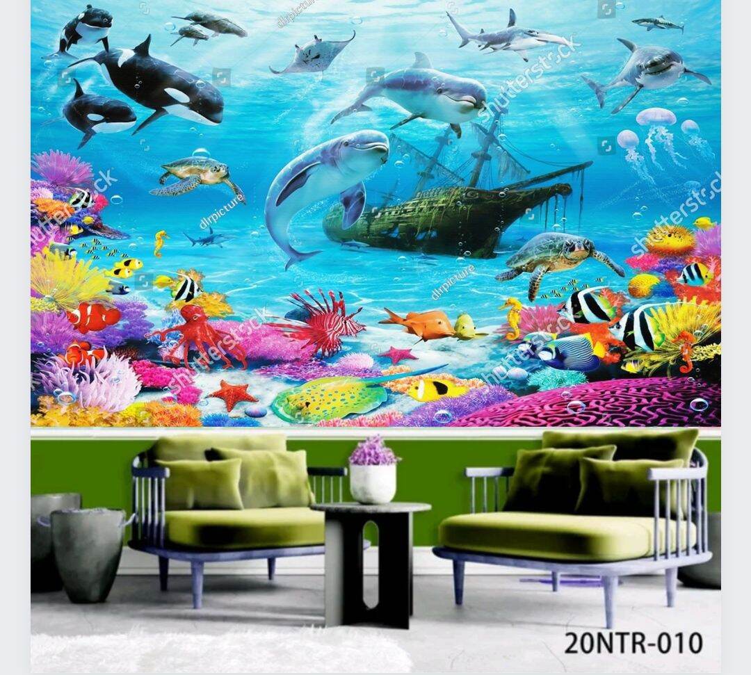 Wallpaper bawah laut 3d - Wallpaper dinding bawah laut 3D - wallpaper ...