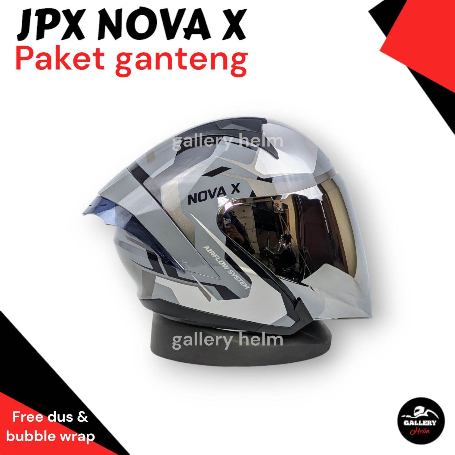 HELM JPX NOVA X N4 VERO DARK GREY PAKET GANTENG | HELM HALF FACE DOUBLE VISOR | Lazada Indonesia