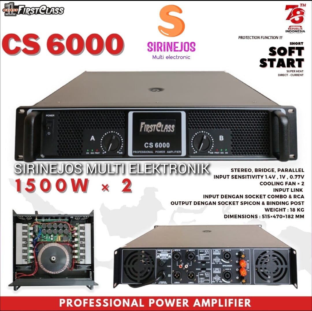 POWER AMPLIFIER FIRSTCLASS CS-6000 POWER AMPLI 2 CHANNEL CS6000 ...