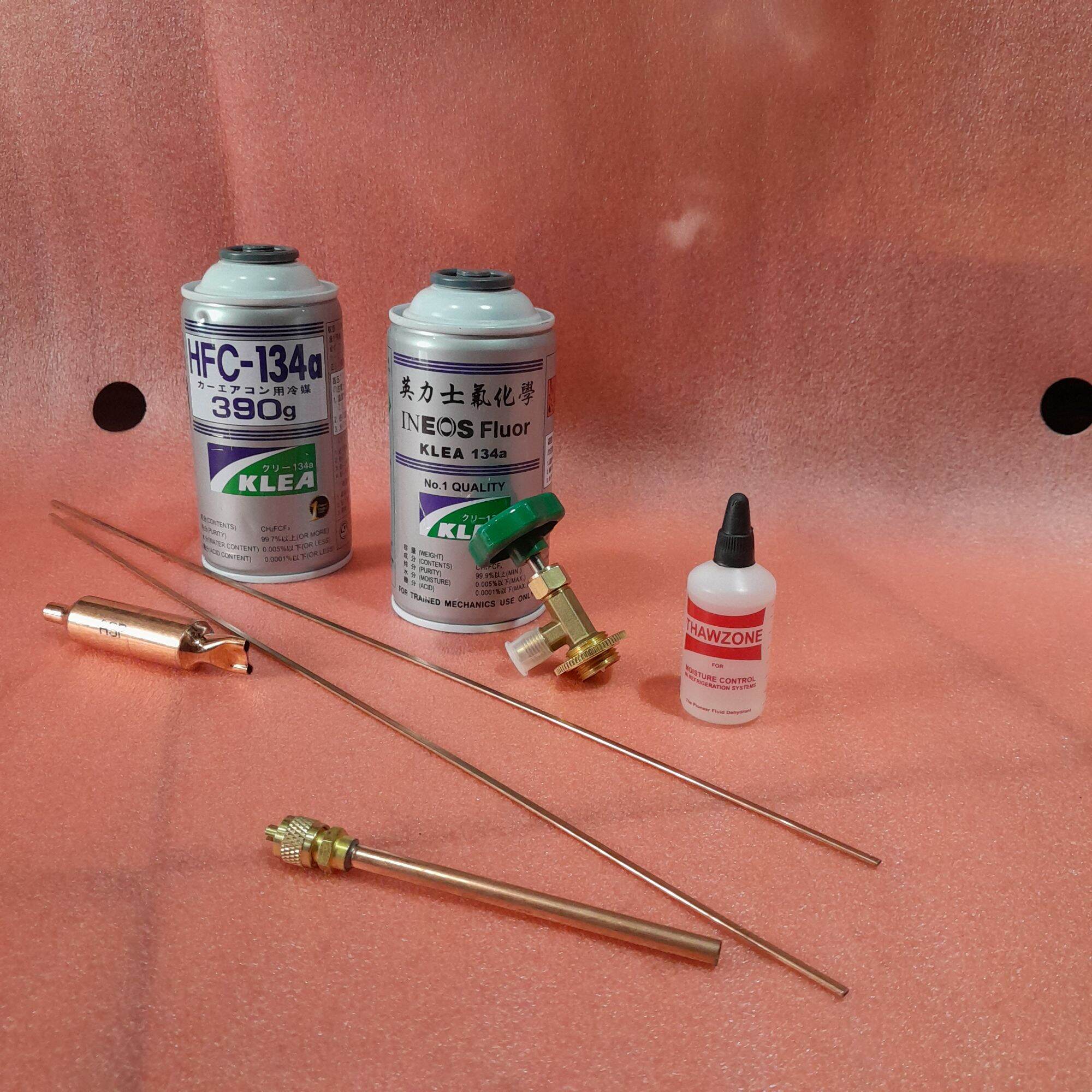 Paket isi freon kulkas showcase Freon r134a. perak filter pentil ...