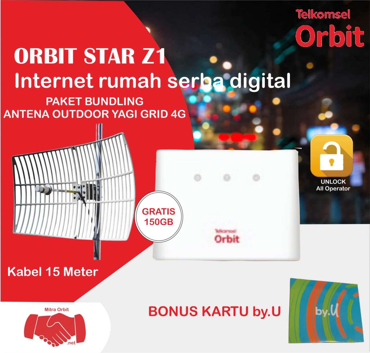ORBIT STAR Z1 + ANTENA OUTDOOR YAGI GRID 15M 4G | Lazada Indonesia