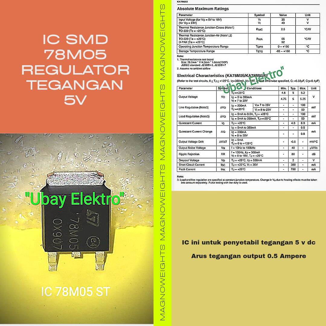 IC SMD 78M05 penyetabil tegangan outout 5 VDC | Lazada Indonesia