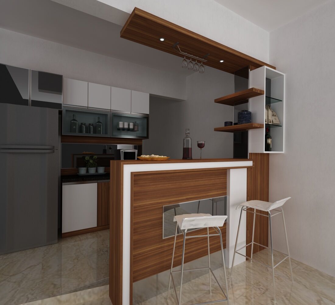 Kitchen set plus meja bar, bahan multiplex dan full HPL | Lazada Indonesia