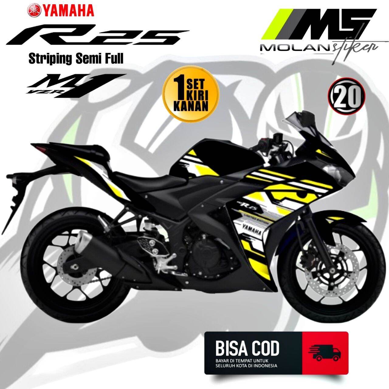 Decal Sticker Striping Variasi Yamaha R25 / Yzf R25 |Decal Variasi Semi ...