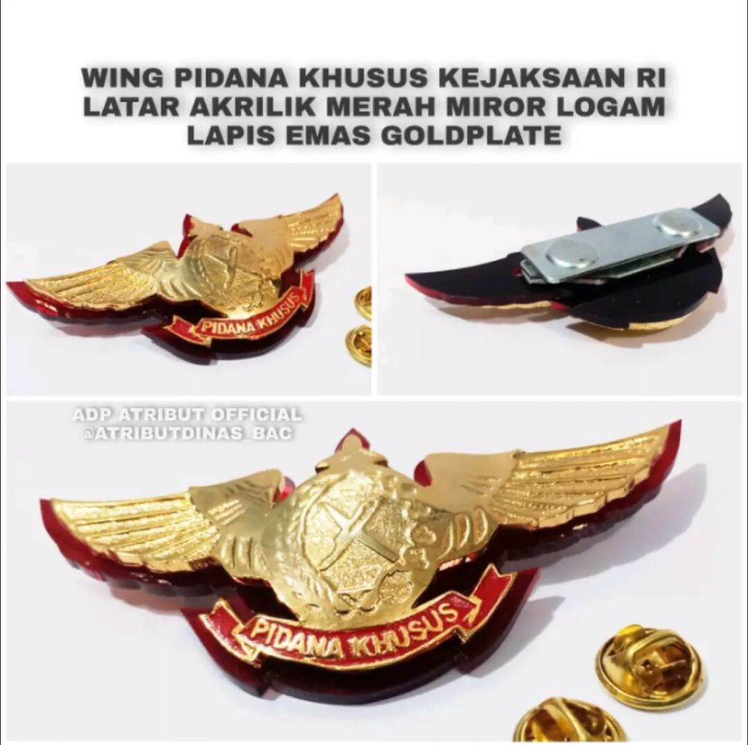 Pin Wing Pidana Khusus TU - Pin Wing Pidsus KEJAKSAAN RI Original Goldplate Exclusive | Lazada ...