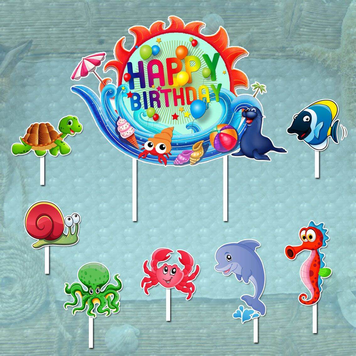 Cake Topper Animals see binatang laut happy birthday | Lazada Indonesia