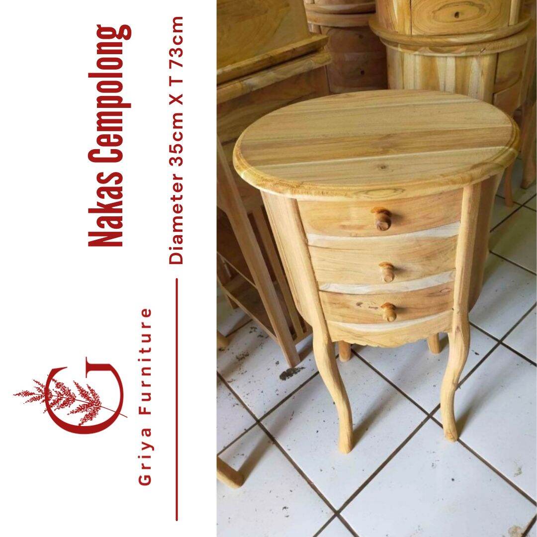 Nakas Cempolong 3 Laci Meja Sisi Minimalis Kayu Jati | Lazada Indonesia