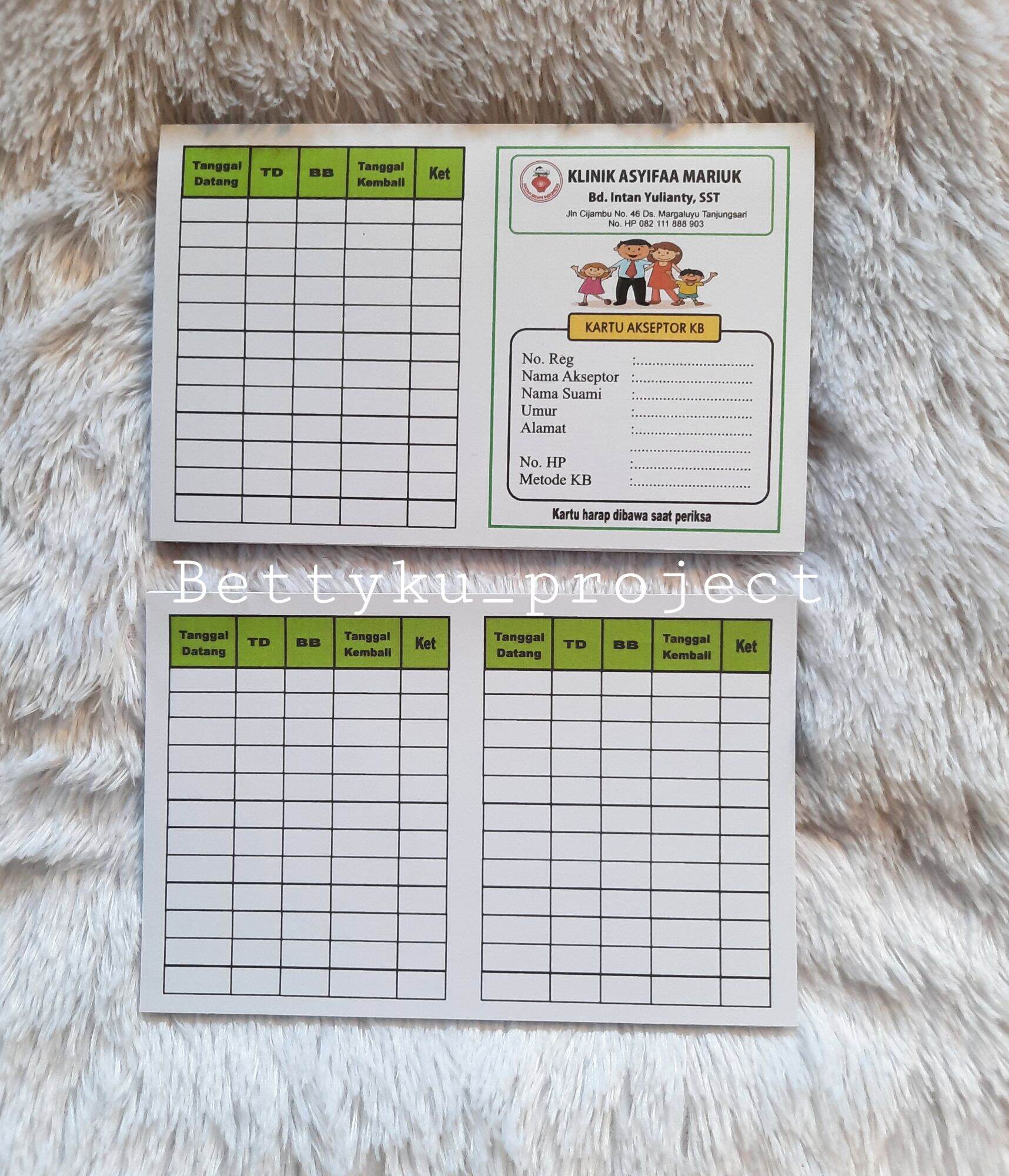 KARTU AKSEPTOR KB ( 100 PCS ) KARTU KB MOTIF LIPAT 2 - KARTU BIDAN ...