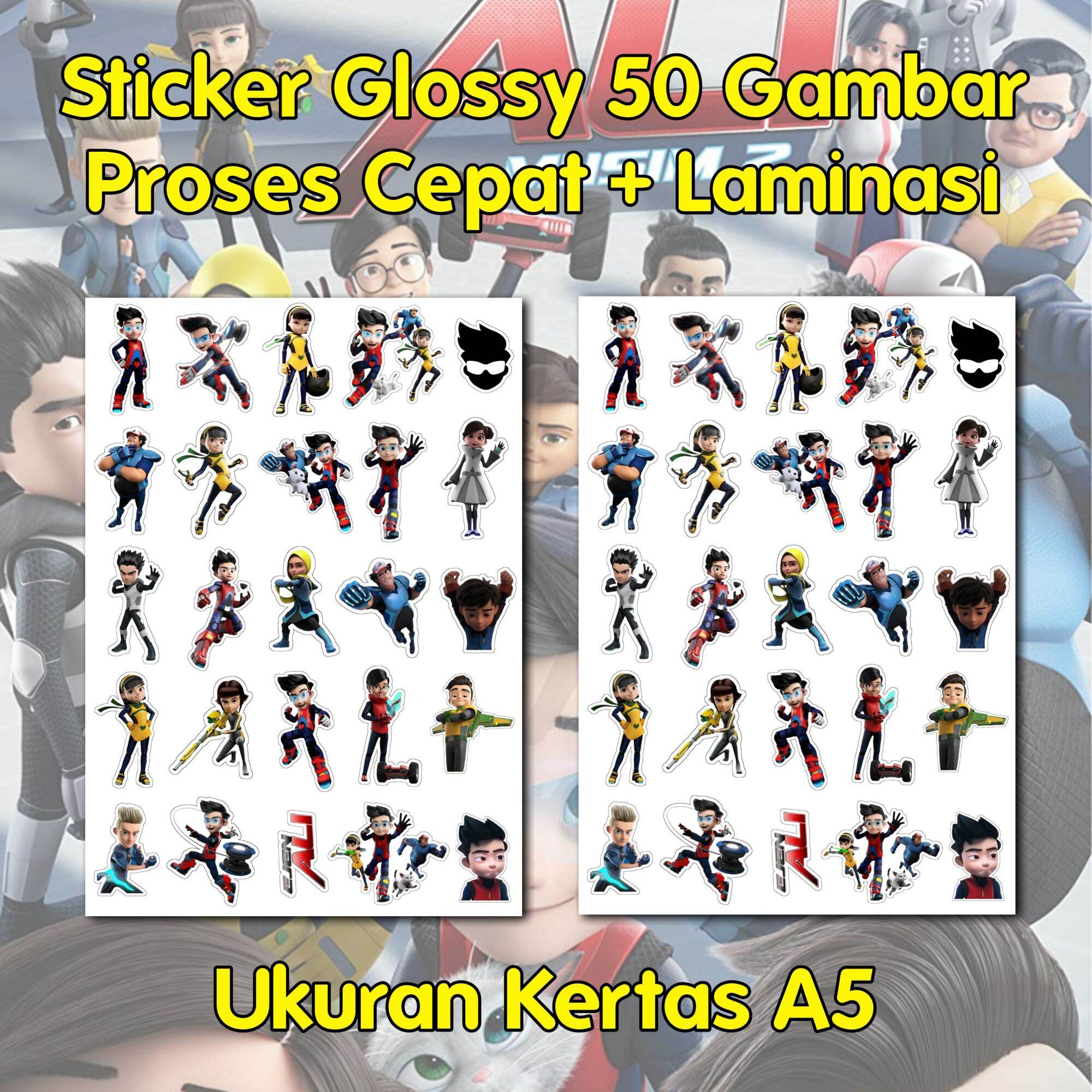 (isi 50) Stiker Ejen Ali - Stiker Kartun - Sticker Glossy Anti Air ...