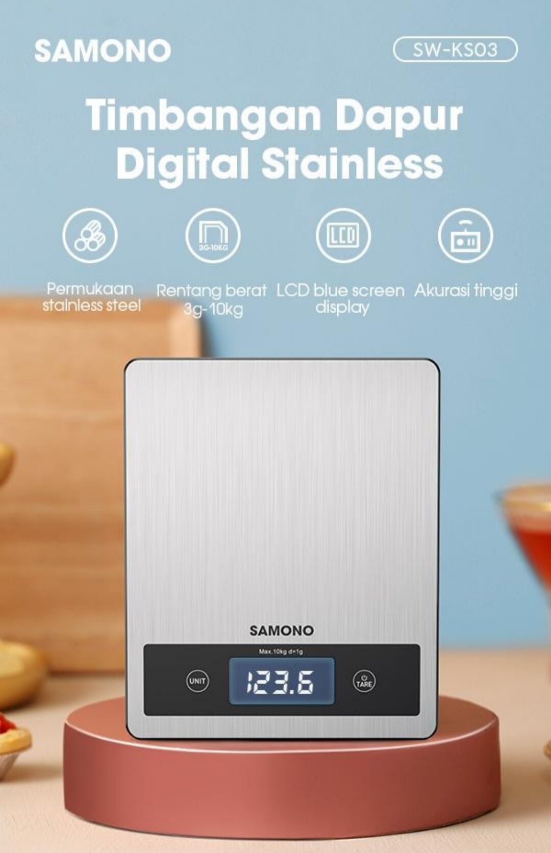 SAMONO Digital Kitchen Scale 10 KG - SW-KS03 - SW KS03 | Lazada Indonesia