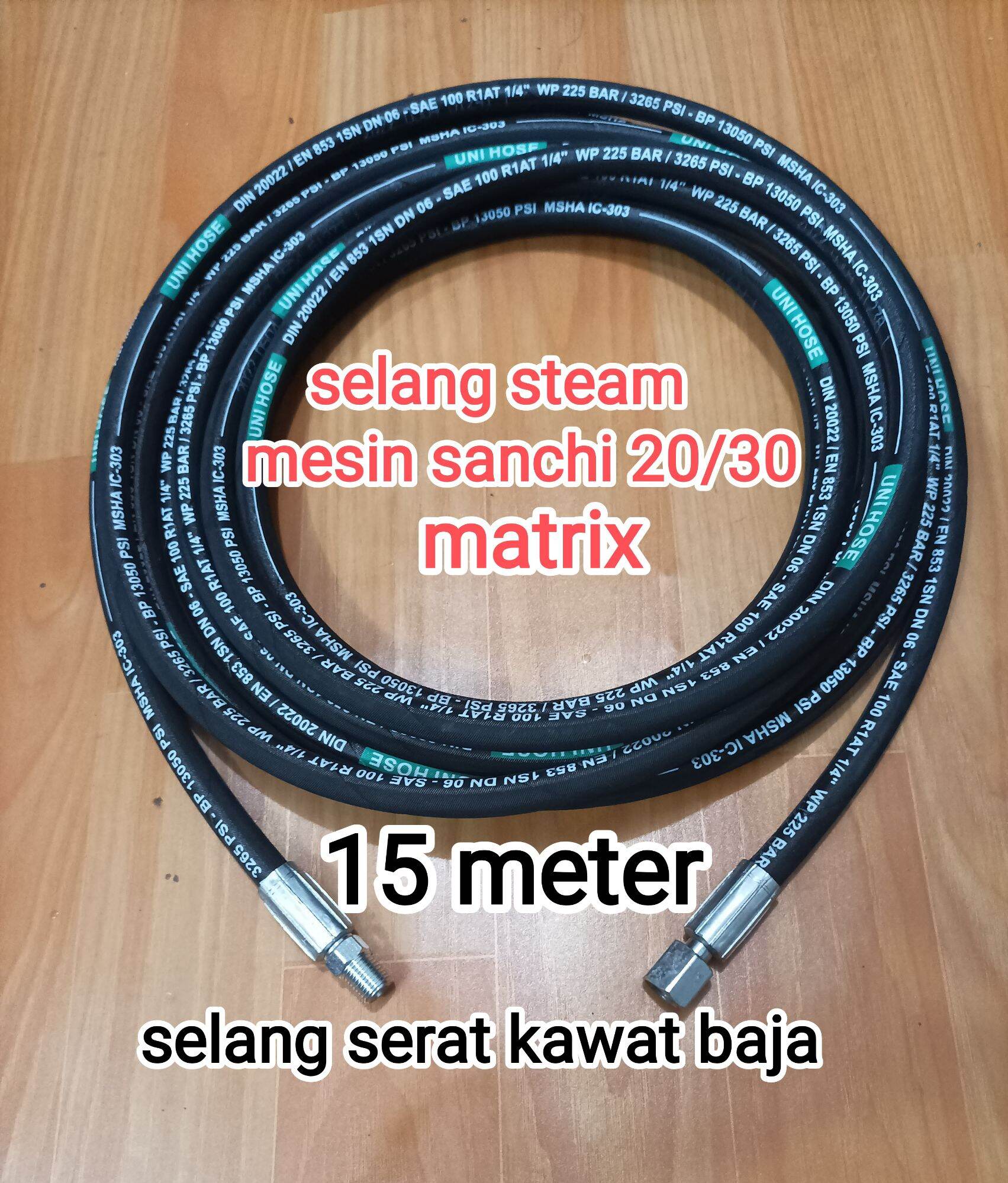 selang steam cuci motor mobil mesin sanchin 20/30 matrix 15 meter selang serat kawat baja ...