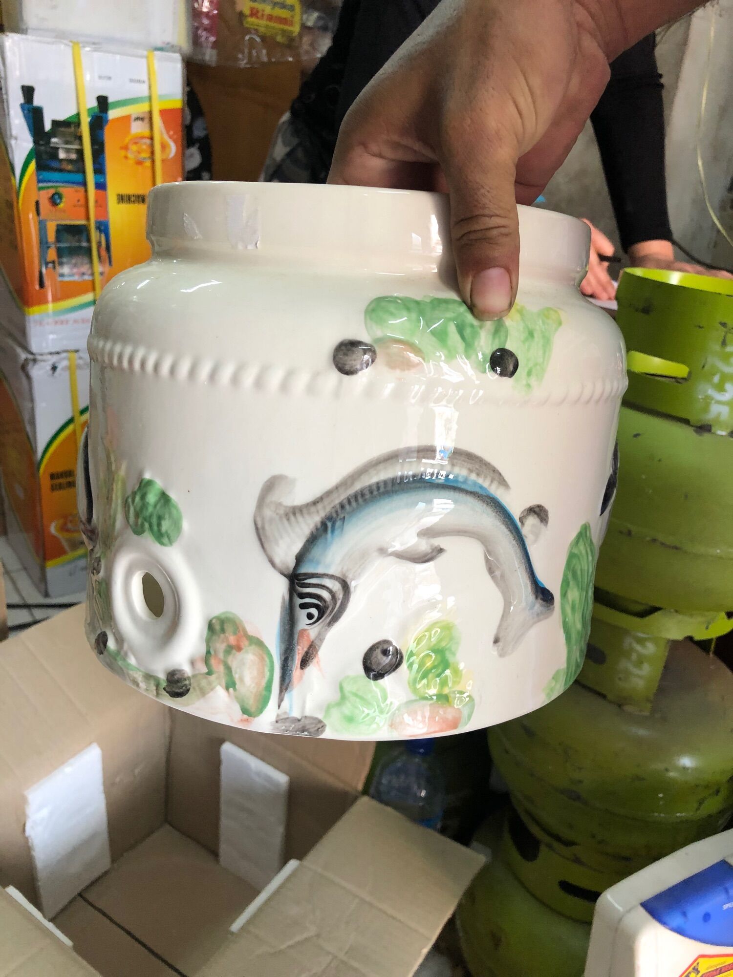 NAKATO DISPENSER GUCI KERAMIK GALON ATAS MOTIF TIMBUL TEBAL AWET MURAH ...