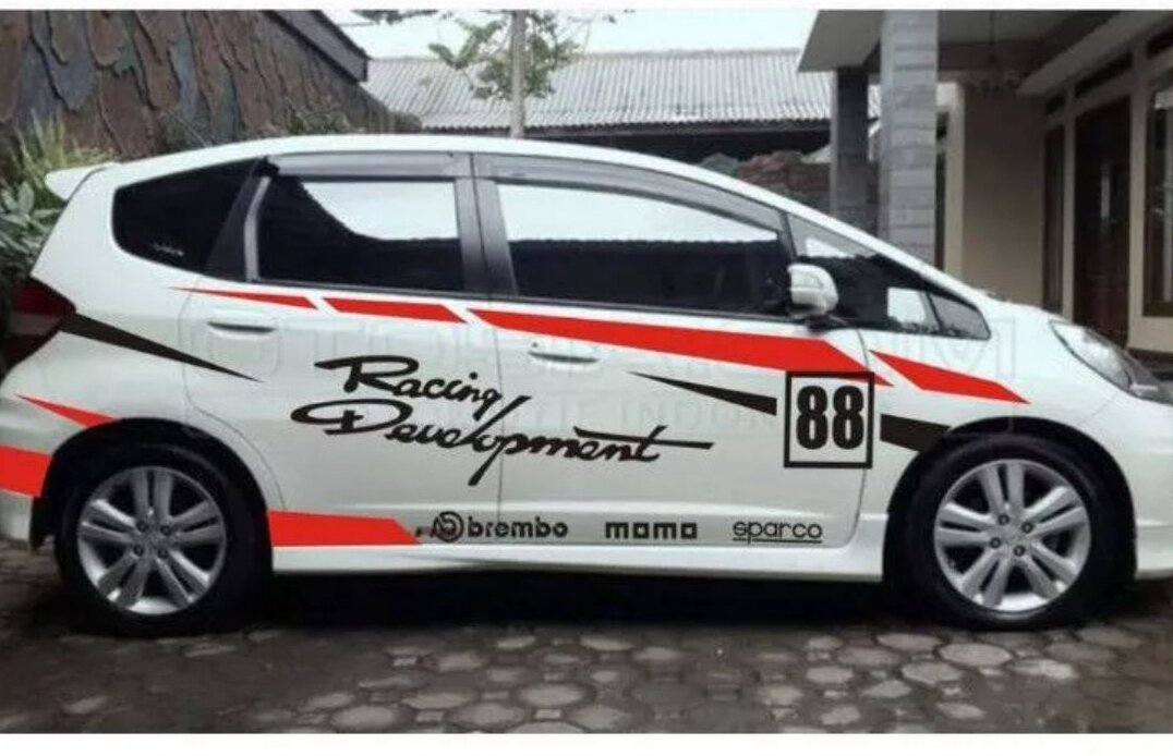 Cutting sticker mobil jazz sticker logo racing development | Lazada ...