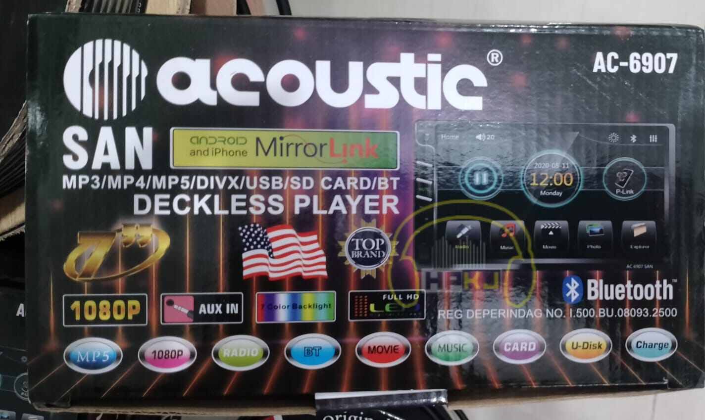 DOUBLE DIN DECKLESS PLAYER ANDROID ACOUSTIC AC-6907 | Lazada Indonesia