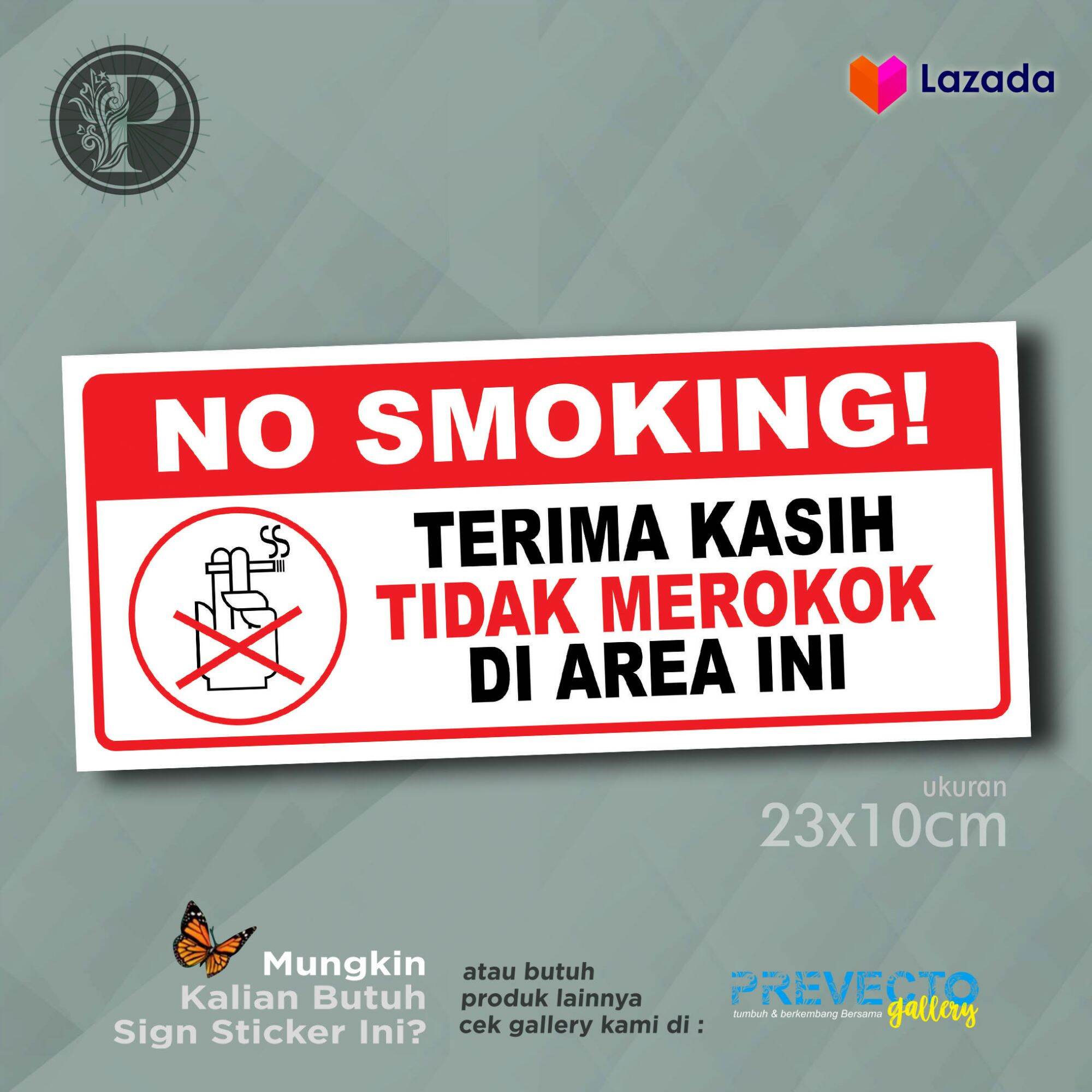 Sticker Sign No Smoking Terima Kasih Tidak Merokok Di Area Ini | Lazada ...