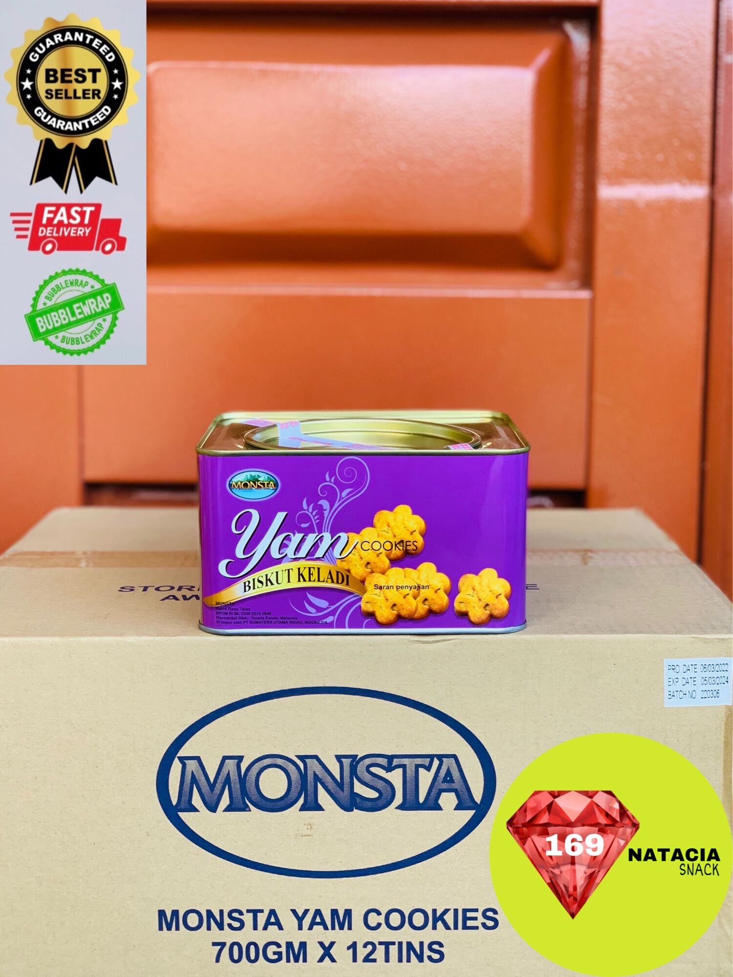 YAM COOKIES MONSTA 700 gr / ROTI KELADI KALENG MALAYSIA / ROTI KELADI ...